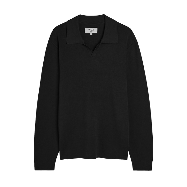 Wax London Carter Open Collar Polo Milano Knit - Black – Stomping Ground